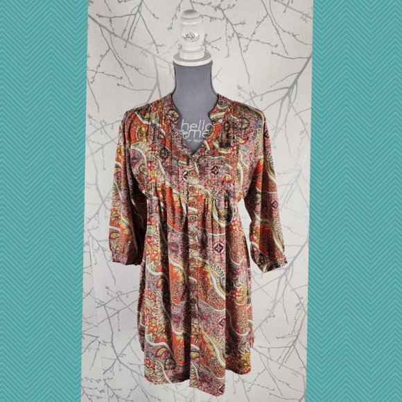 Ananda Design | Dresses | Ananda Bay Colorful Paisley Printed Button ...